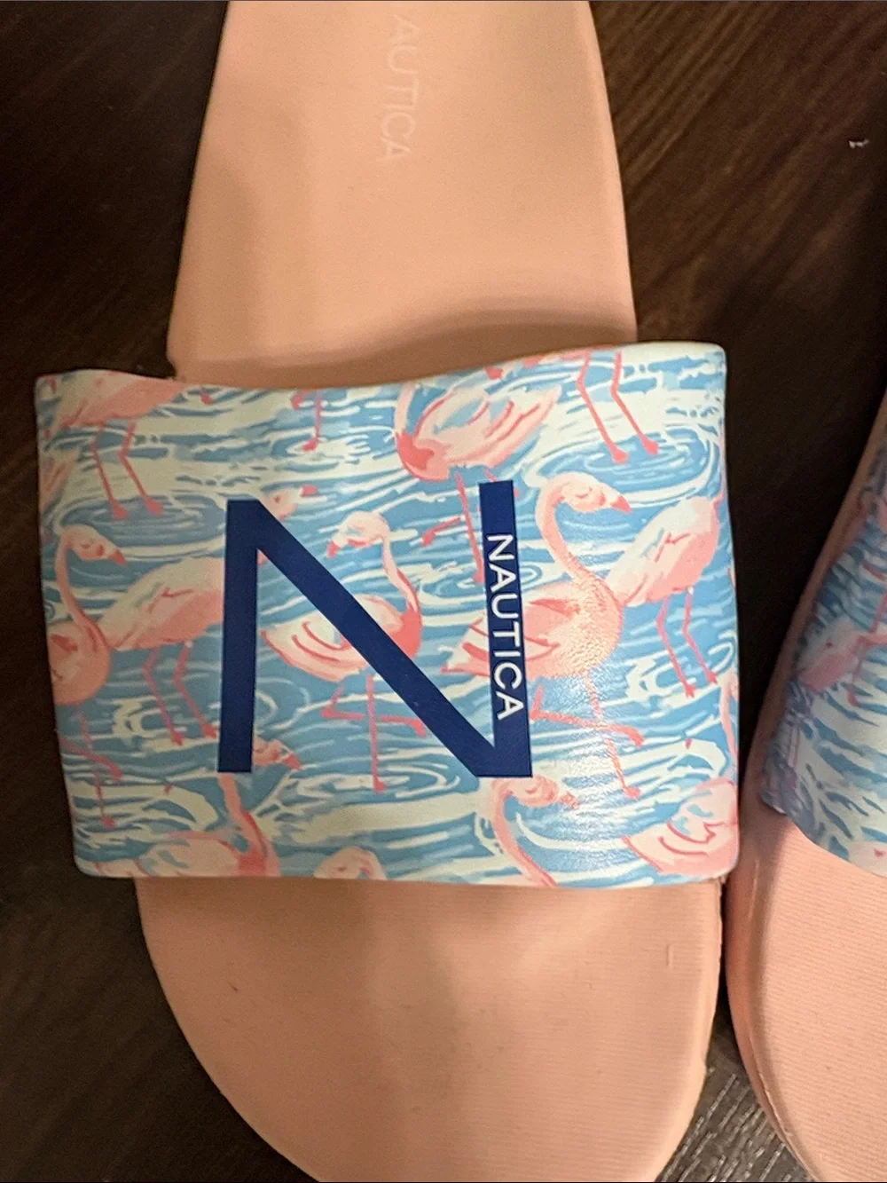 Nautica | Shoes | Nautica Pink Slides With Blue Flamingoprint Strap ...